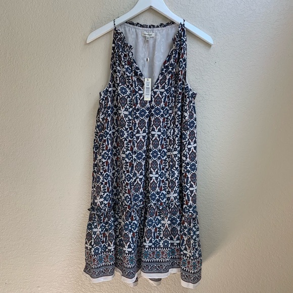 Max Studio | Dresses | Max Studio Mini Flower Dress Blue Beige Red ...